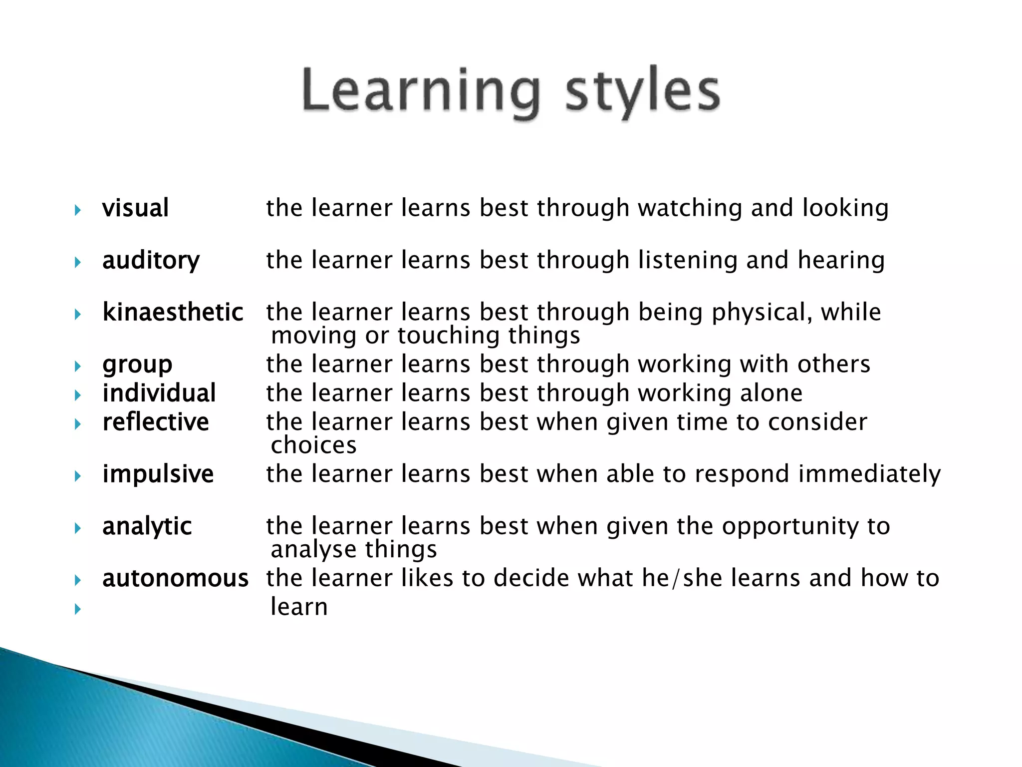 Learner characteristics and needs | PPTX
