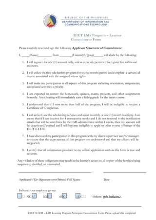Learner Commitment form in Accessing DICT LMS (Annex D).docx