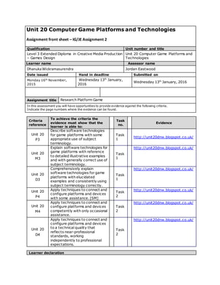 Game Platform and Tech Assignment | PDF