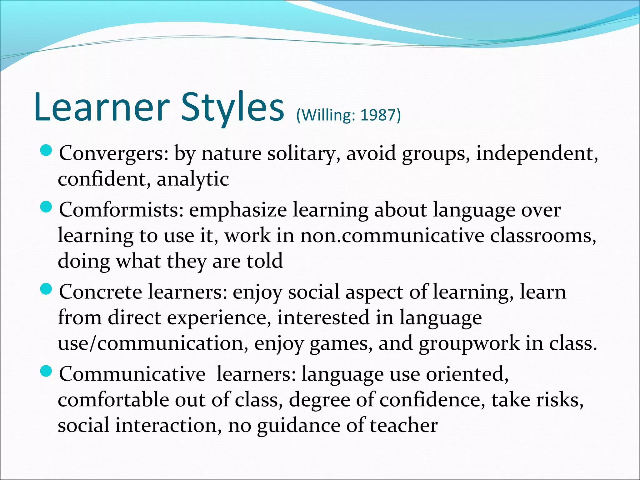 Learner differences | PPT | Workshops and Classes | Hobbies & Interests
