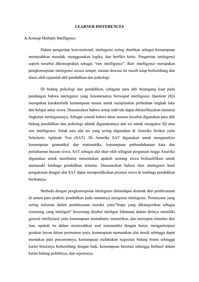 Learner differences | DOCX