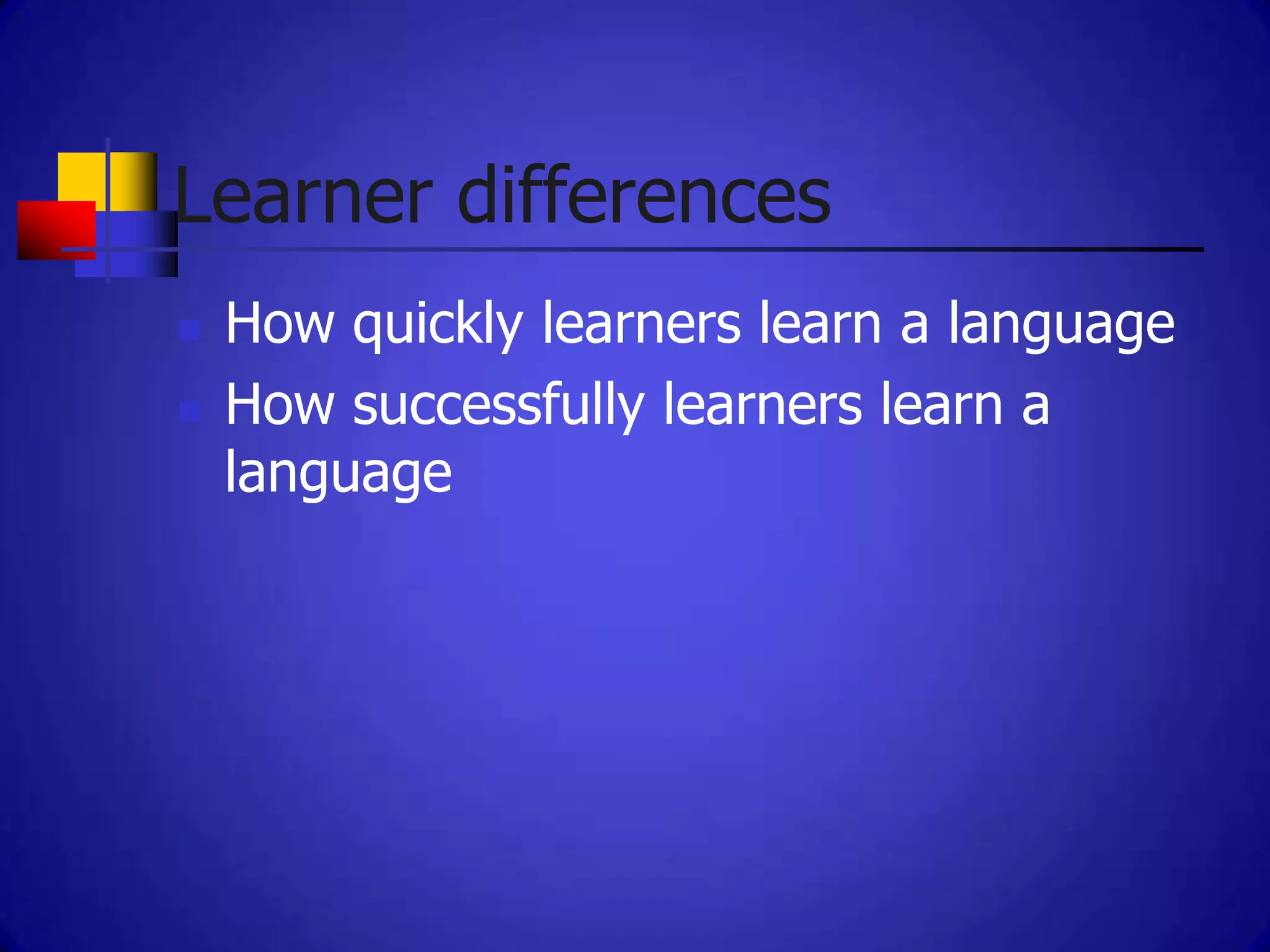 Learner differences affective factors | PPTX | Education
