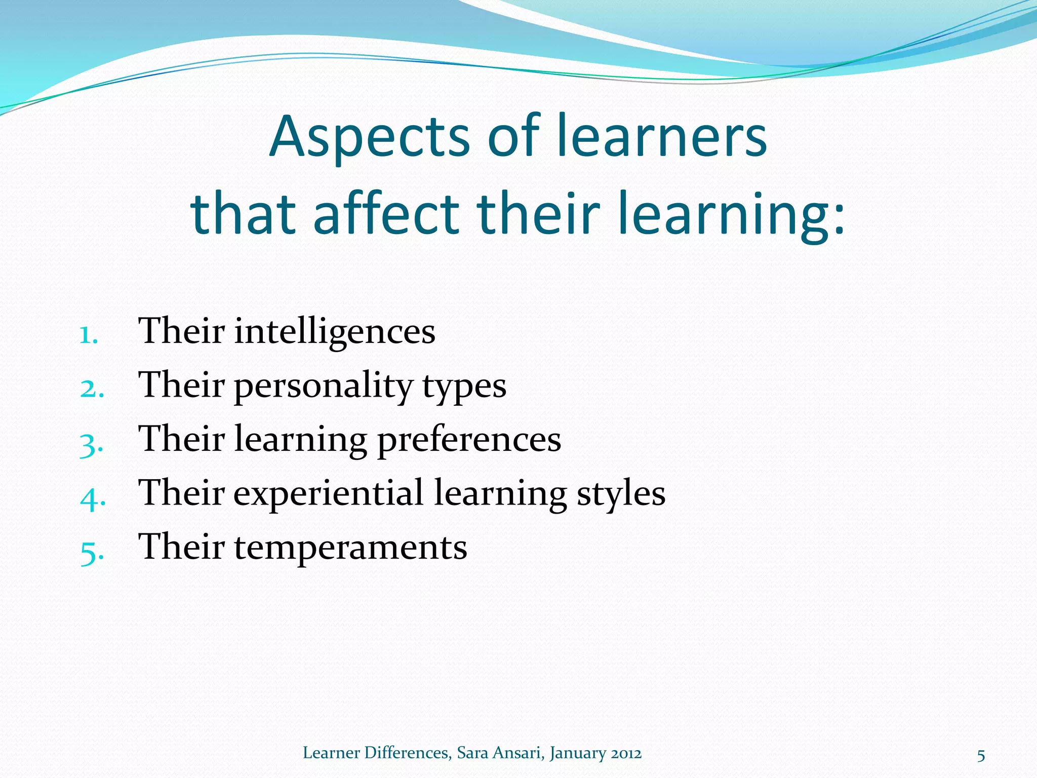 Learner Differences | PPT
