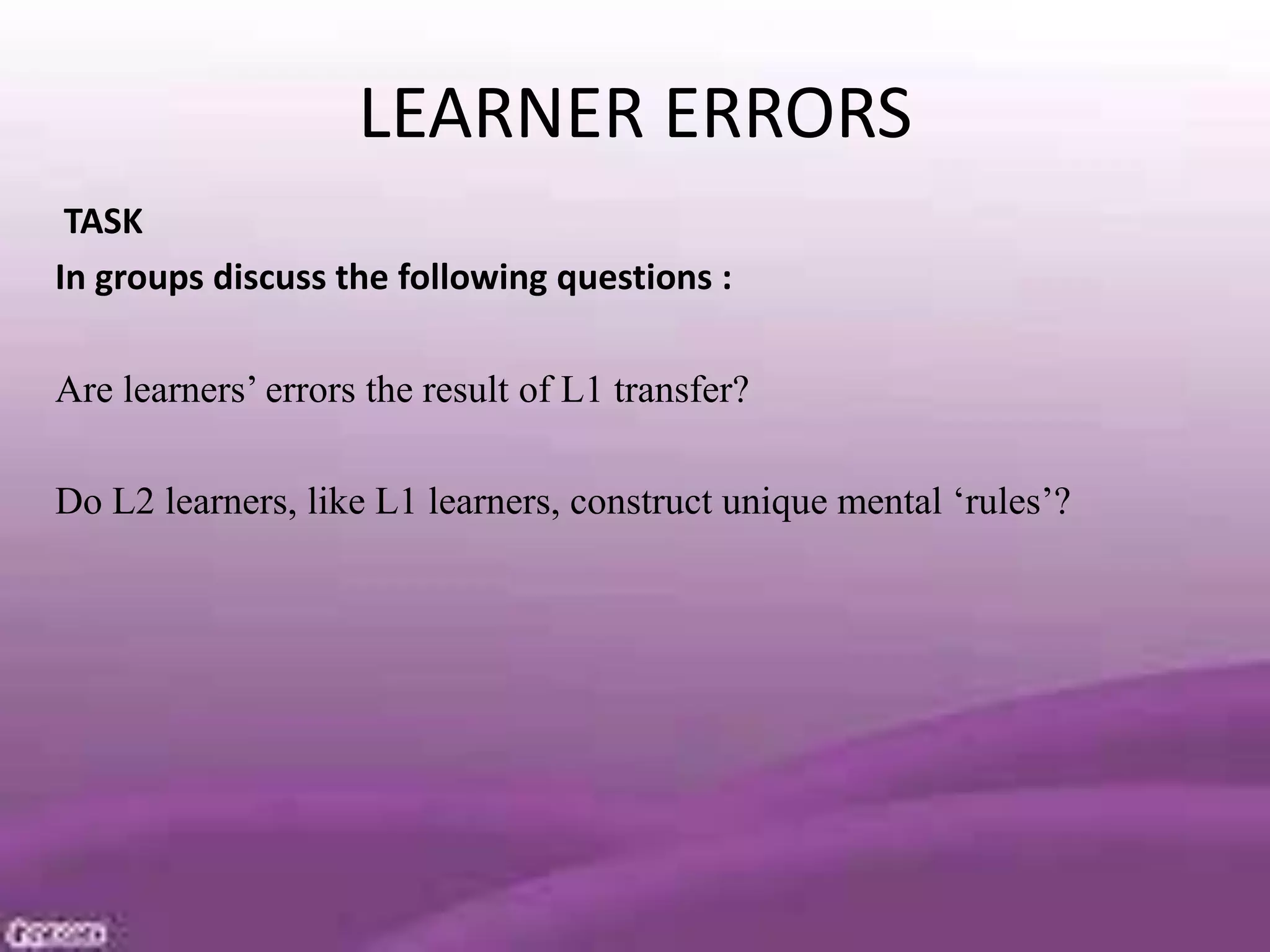 Learner errors | PPTX