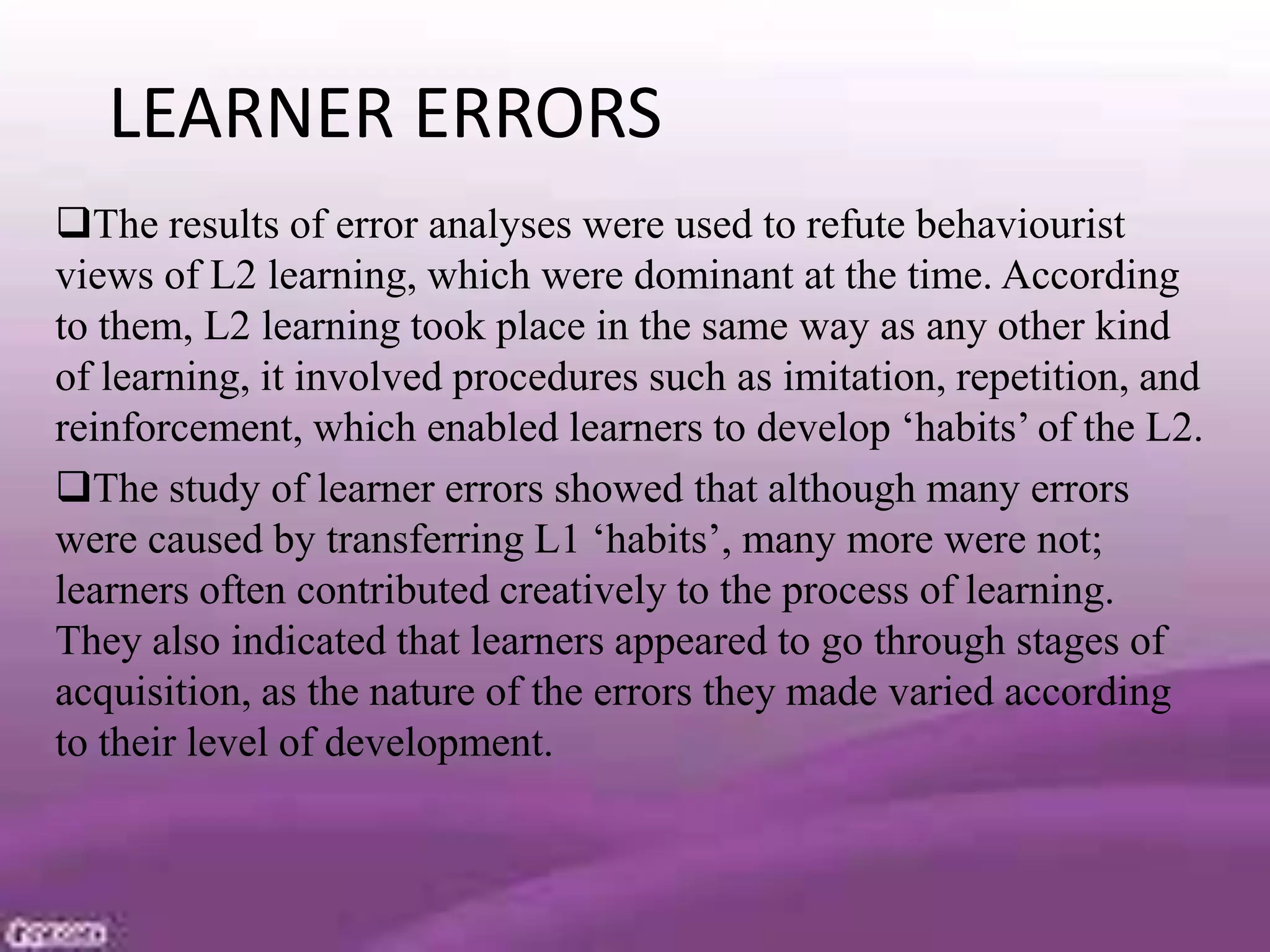 Learner errors | PPTX