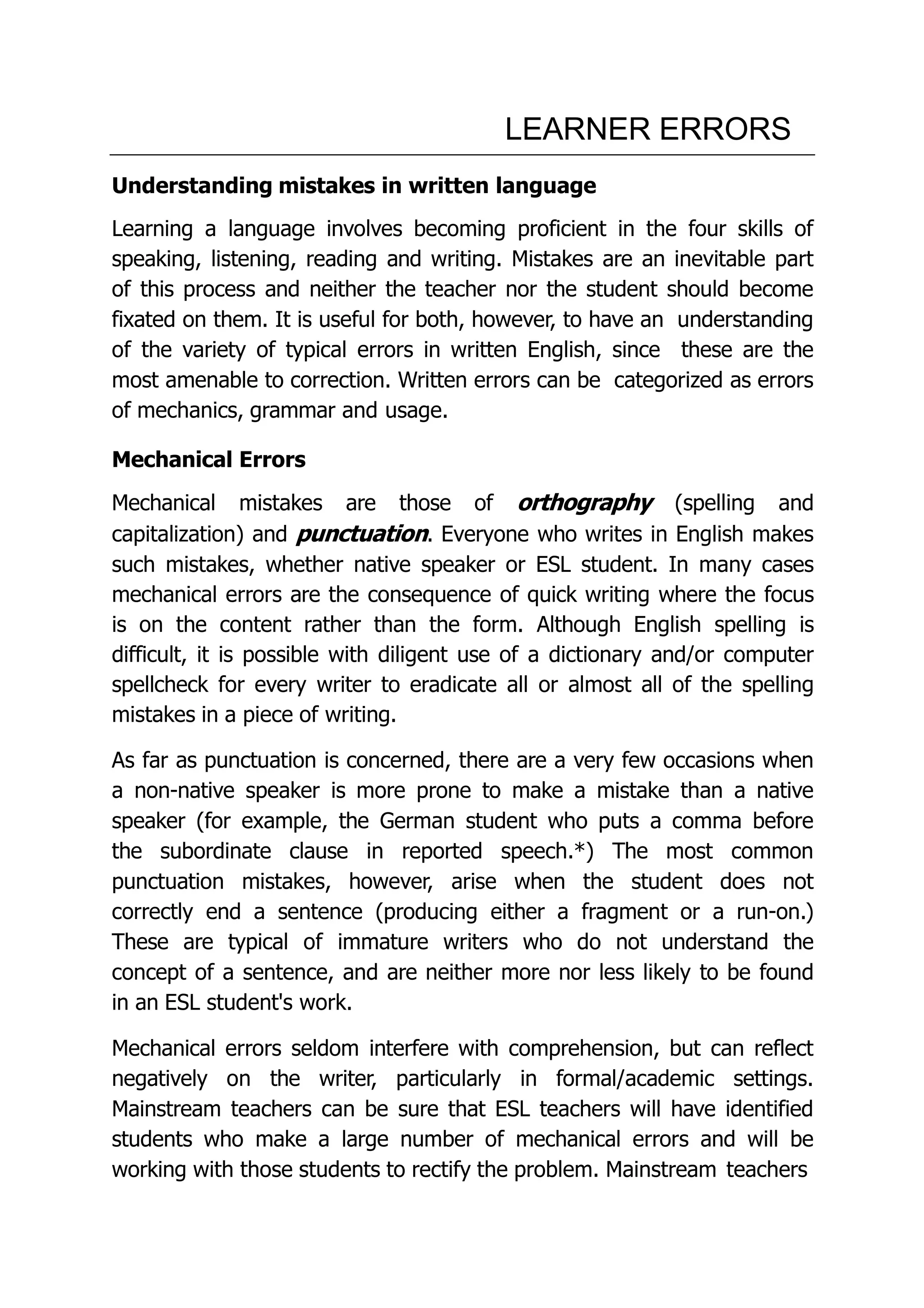 Learner errors | PPTX