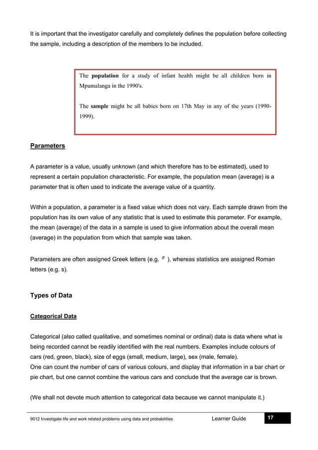 9012 Investigate life and work related problems using data and ...