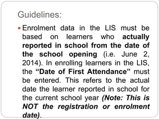Learner Information System (LIS) Training/ Seminar Module (for Class ...