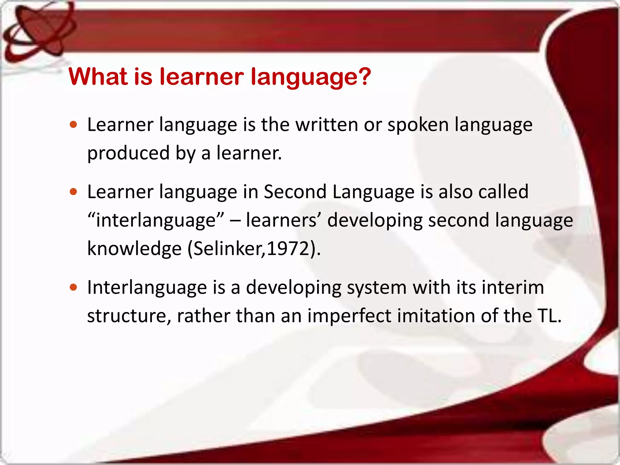 Learner language | PPTX