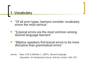 Learner Language: Vocabulary and Phonology | PDF