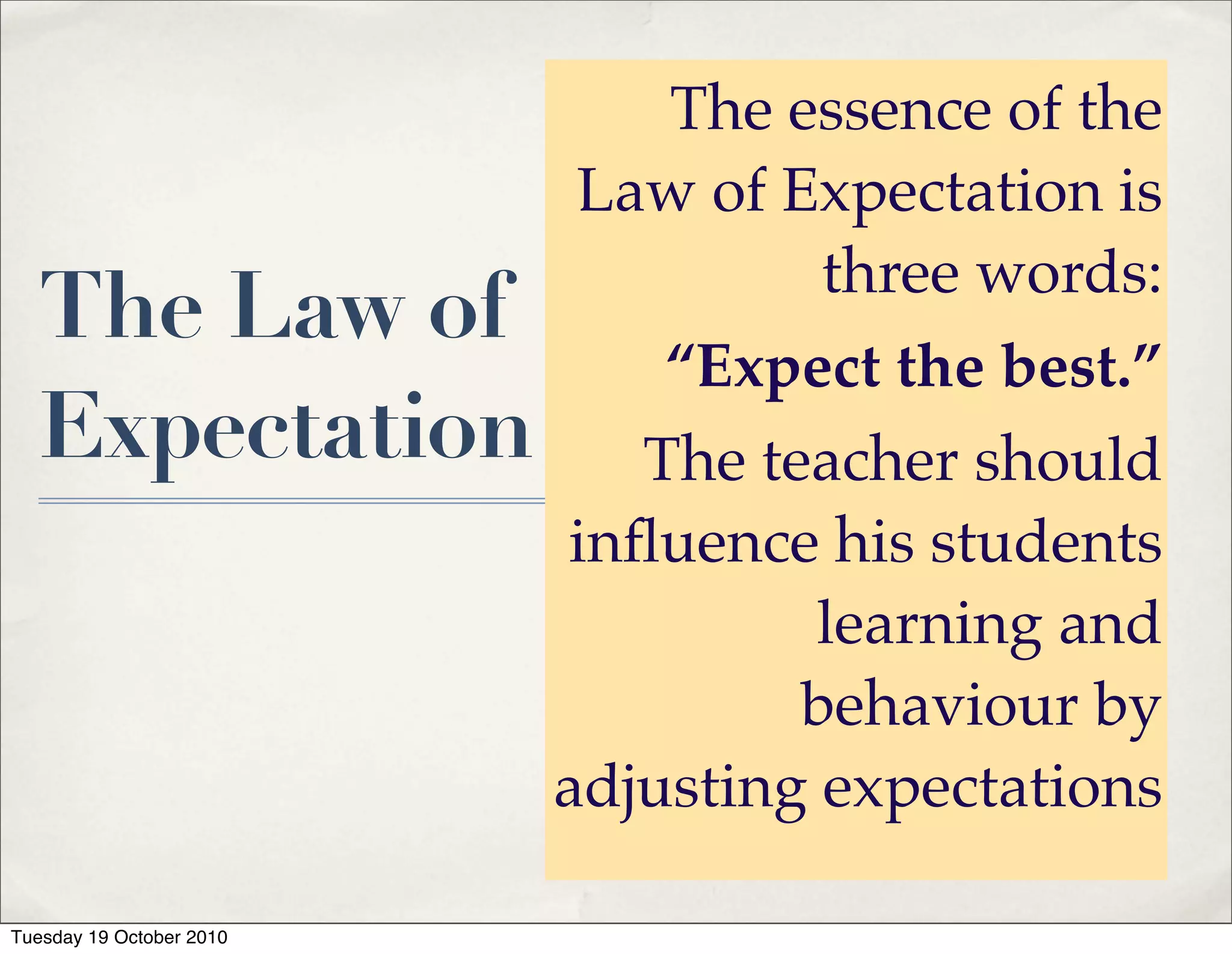 Bruce Wilkinson, 7 Laws of the Learner: Law 2 expectation | PDF