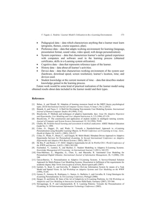 Learner Model's Utilization in the e-Learning Environments | PDF