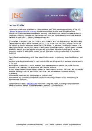 Learner profile v1 | PDF