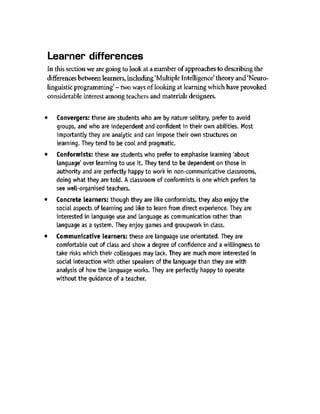 Learner's characteristics | PDF