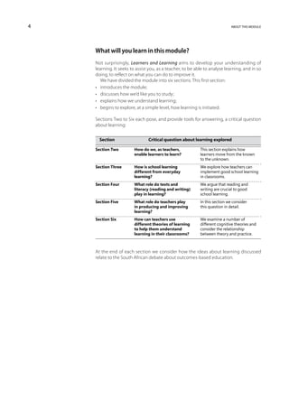 Learners and Learning: Section One: About this module | PDF
