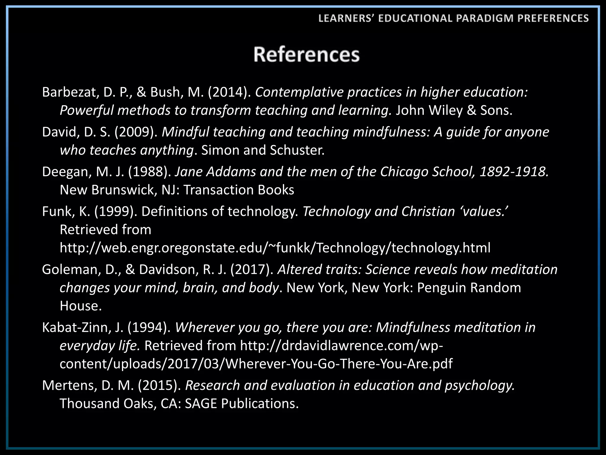 Learners educational paradigm preferences | PPTX