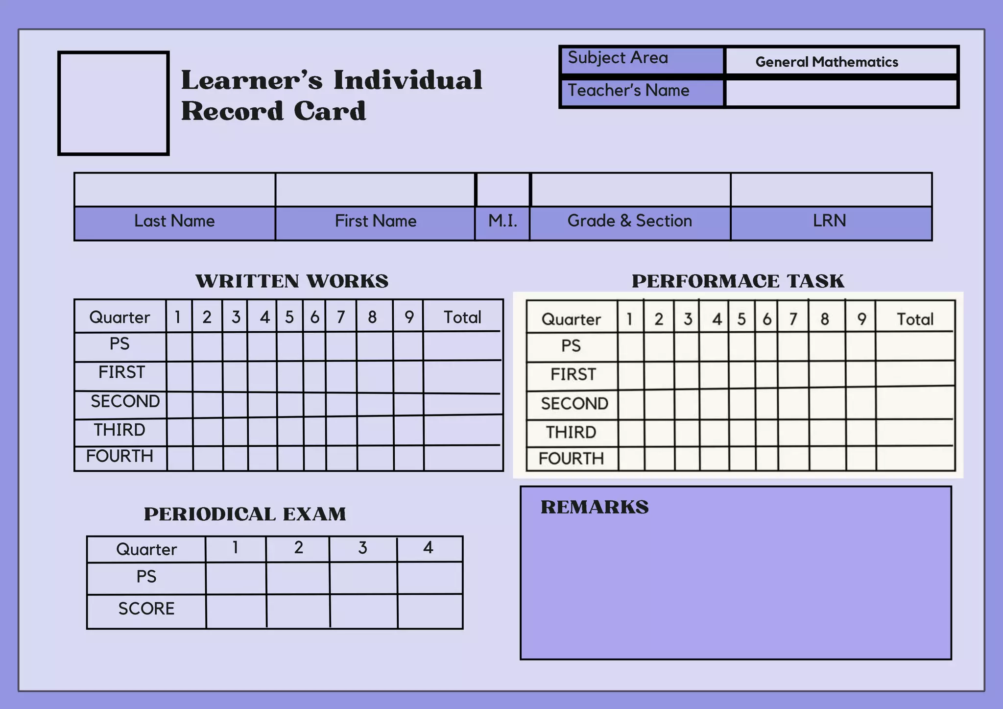 Learner’s Individual Class Card.pptx