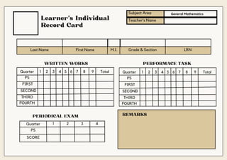 Learner’s Individual Class Card.pptx