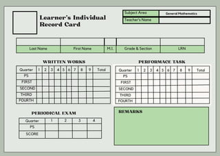 Learner’s Individual Class Card.pptx