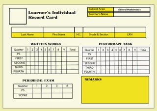 Learner’s Individual Class Card.pptx