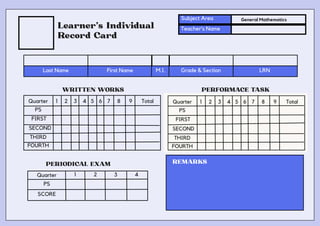 Learner’s Individual Class Card.pptx