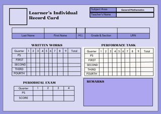 Learner’s Individual Class Card.pptx
