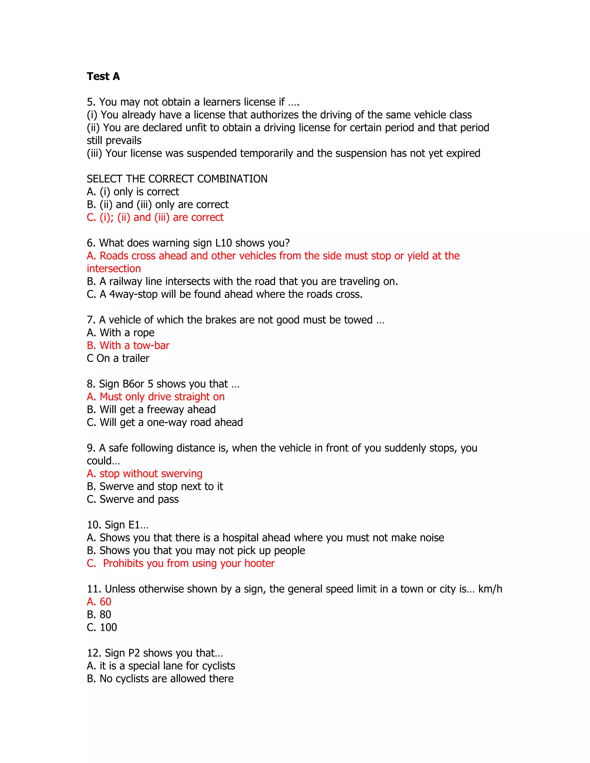 Learners test a | DOC