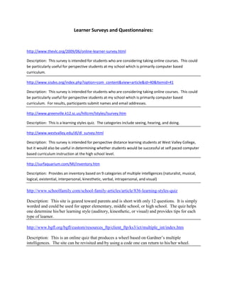 Learner Surveys | PDF