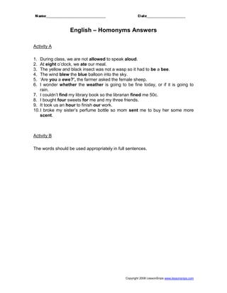 Learnhomonyms | PDF