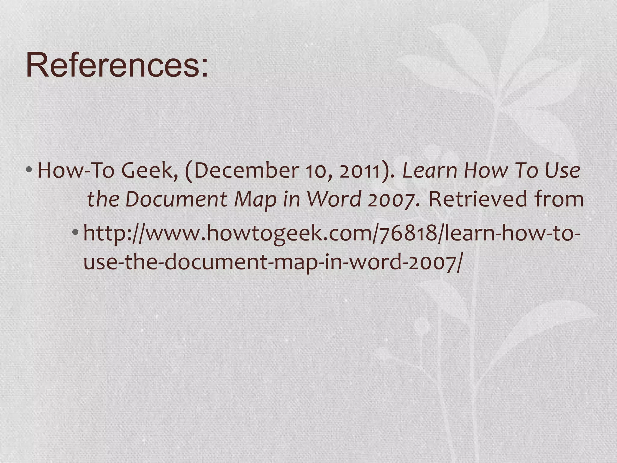 Learn how to use document map in word 2007 | PPT