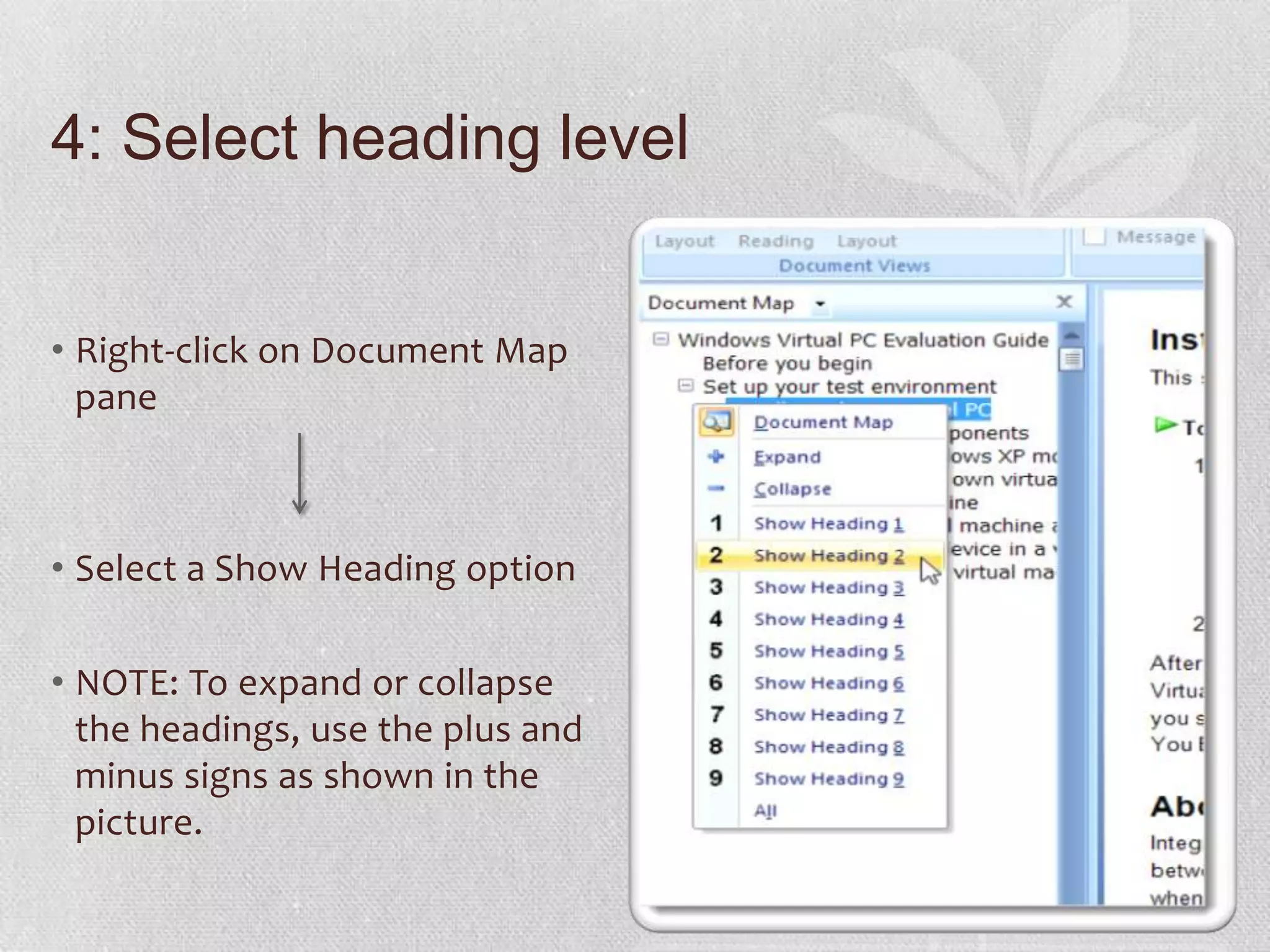 Learn how to use document map in word 2007 | PPT