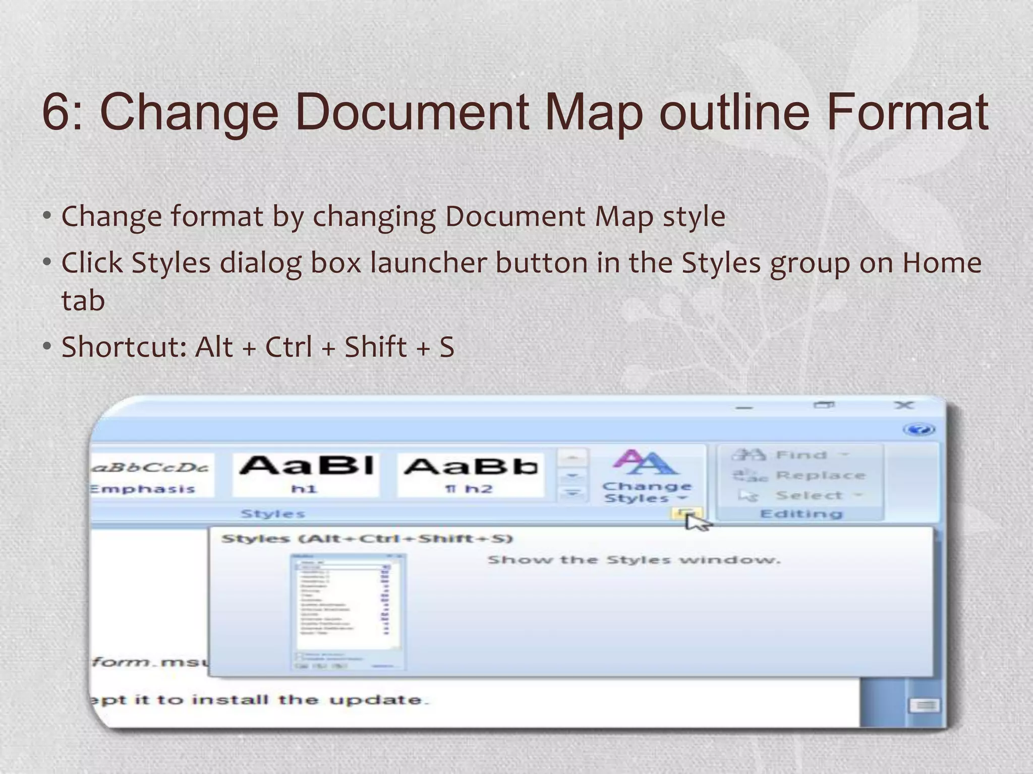 Learn how to use document map in word 2007 | PPT