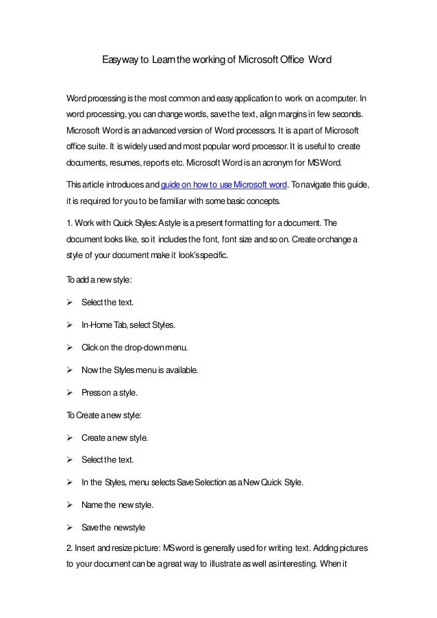 Learn how to use microsoft word