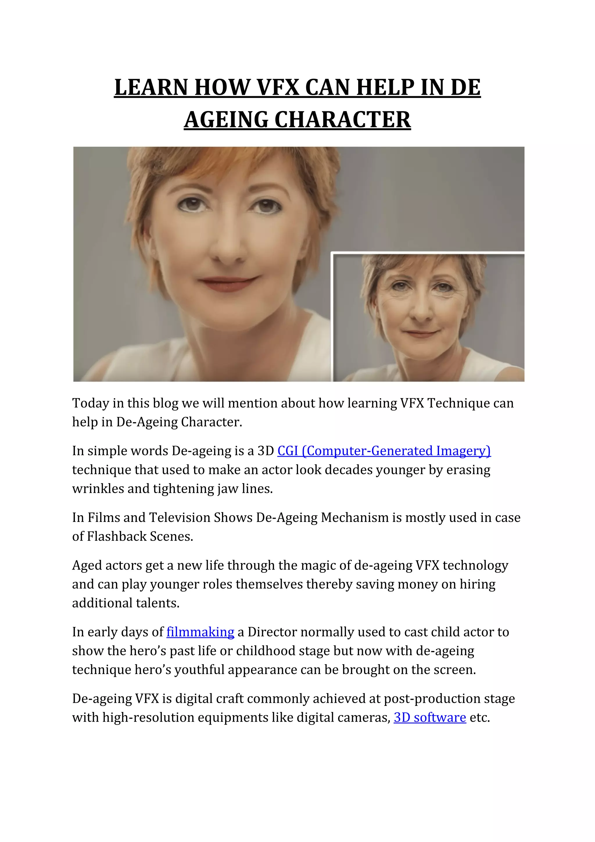 LEARN HOW VFX CAN HELP IN DE-AGEING CHARACTER | PDF