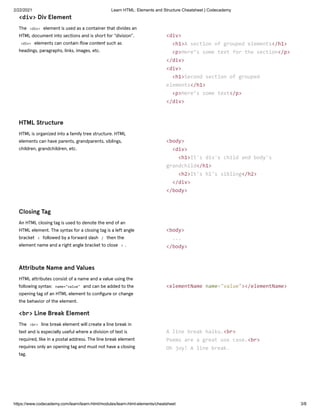 Learn html elements and structure cheatsheet codecademy | PDF