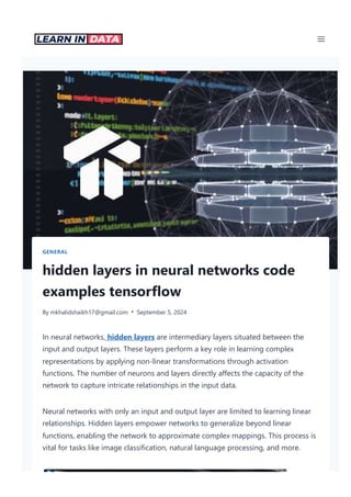 hidden layers in neural networks code examples tensorflow | PDF