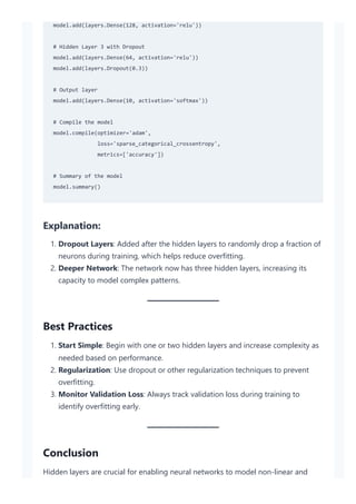 hidden layers in neural networks code examples tensorflow | PDF