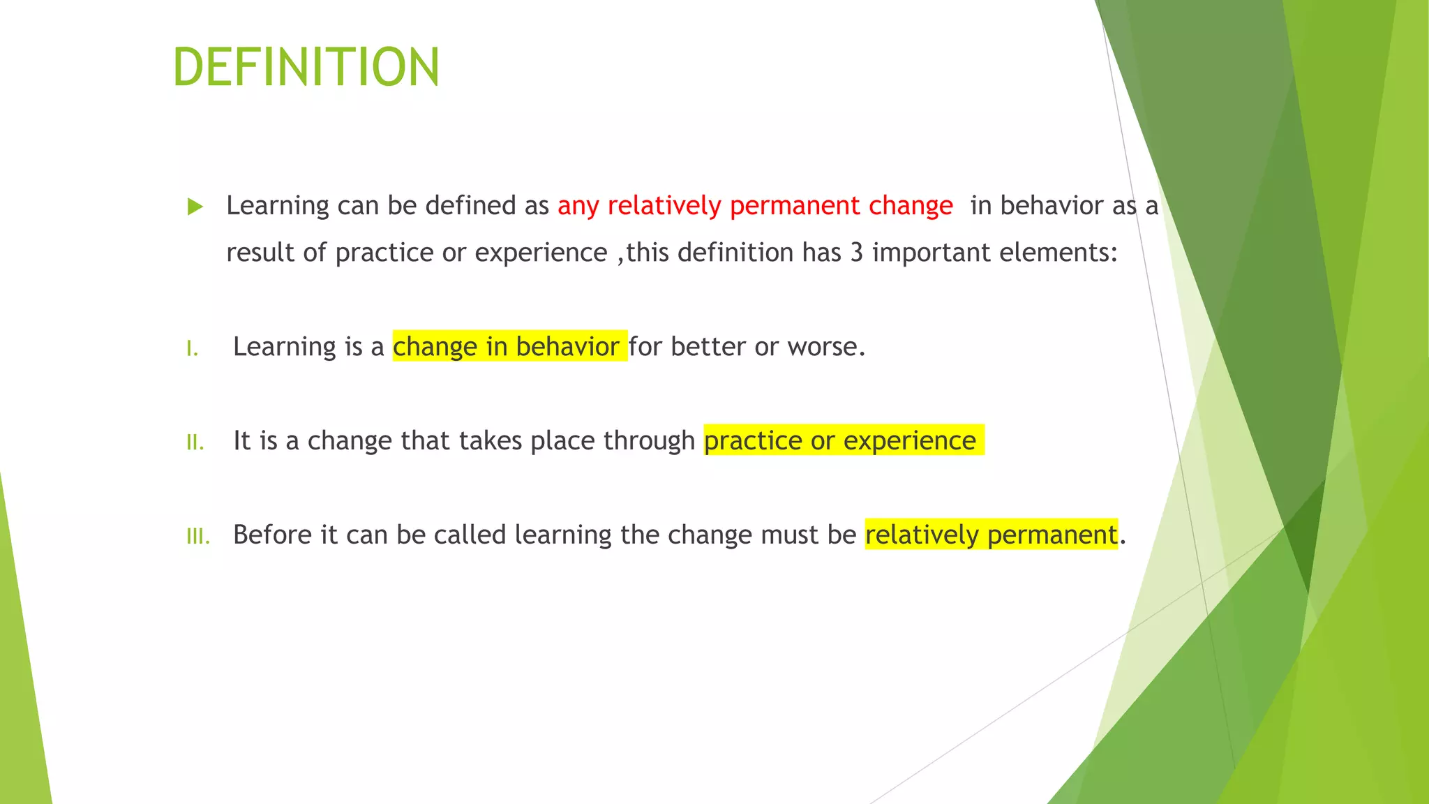 Learnind theory and its implications in psychiatry | PPTX