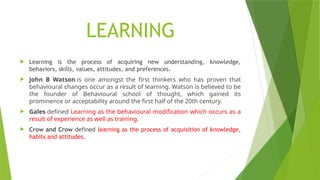 Types, characteristics and process of learning | PPTX