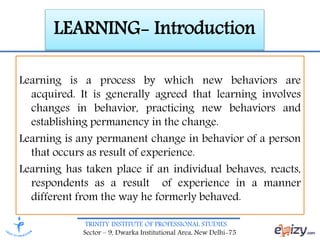 ORGANIZATIONAL BEHAVIOUR- Learning | PPTX