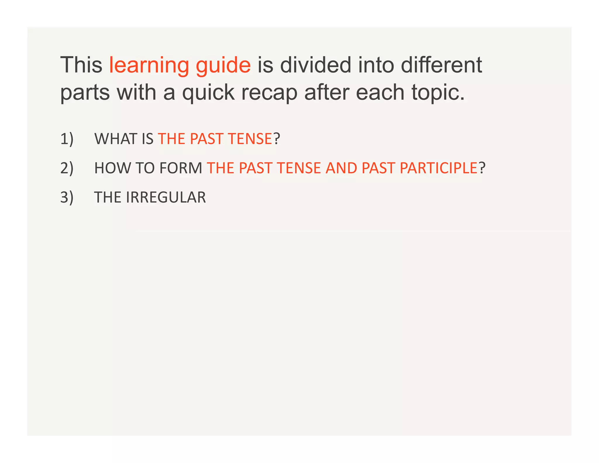 Learning french tenses past tense | PDF