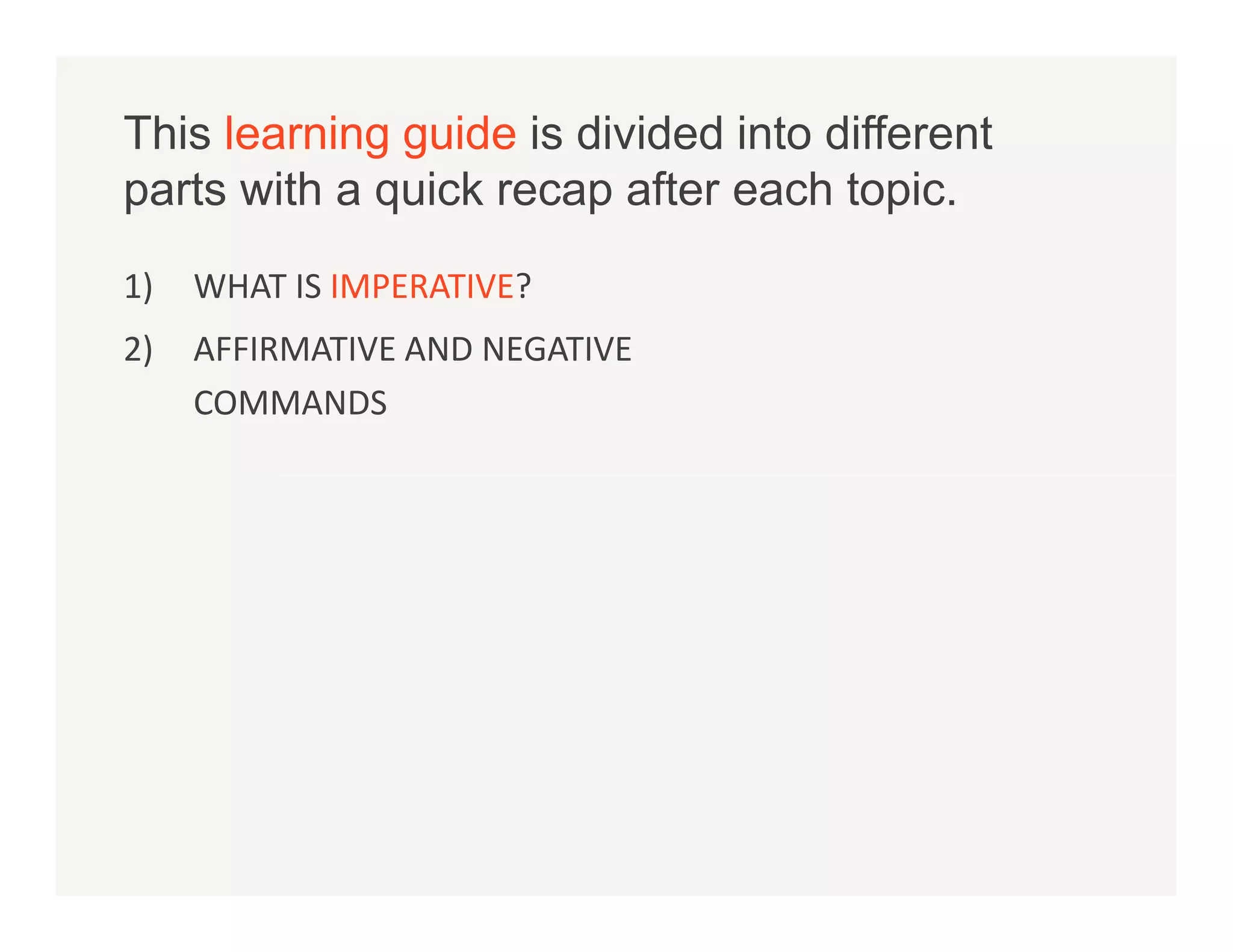 Learning the french imperative tense | PDF