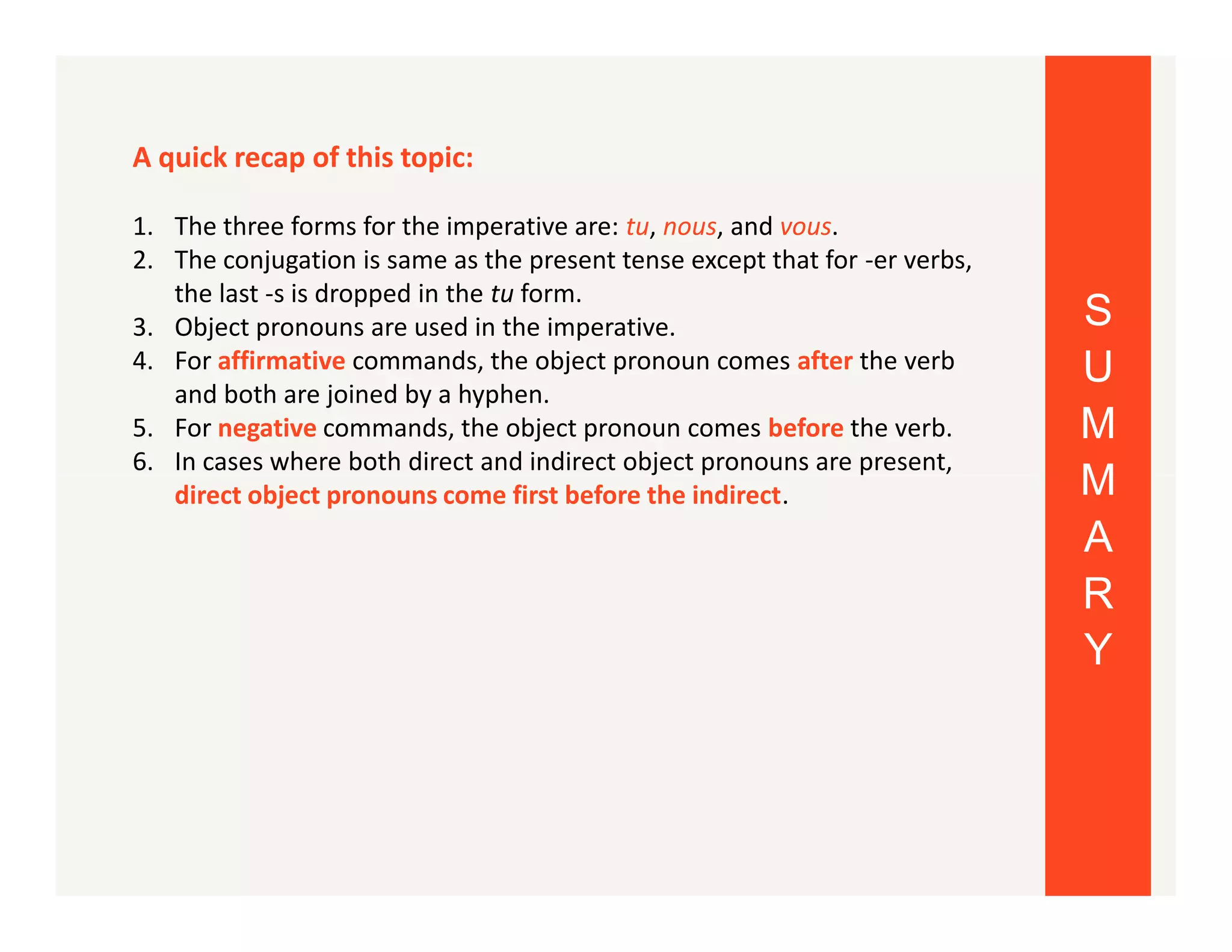 Learning the french imperative tense | PDF