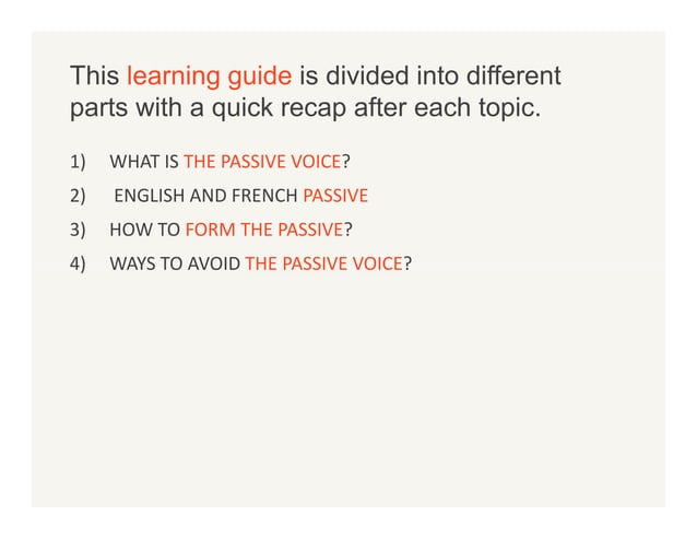 Learning the french passive voice