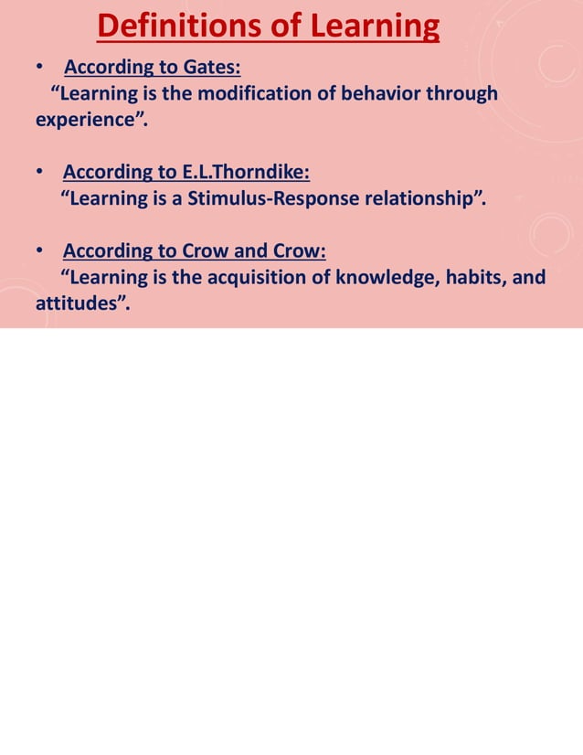 Human learning: meaning and definitions of learning and Concept ...