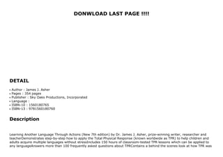 [Doc] Learning Another Language Through Actions by James J. Asher | PDF