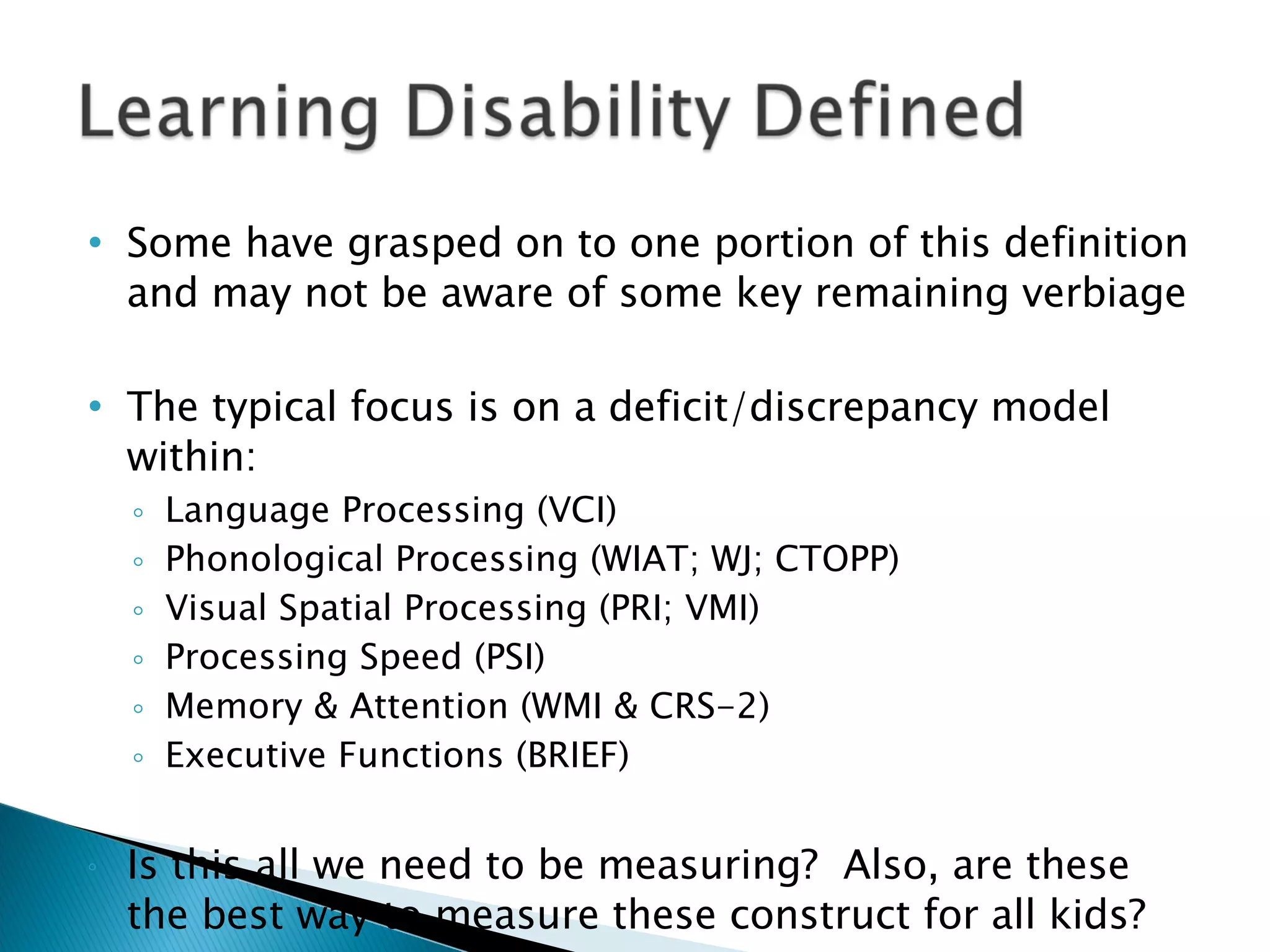Learning Disabilities Defined | PPT