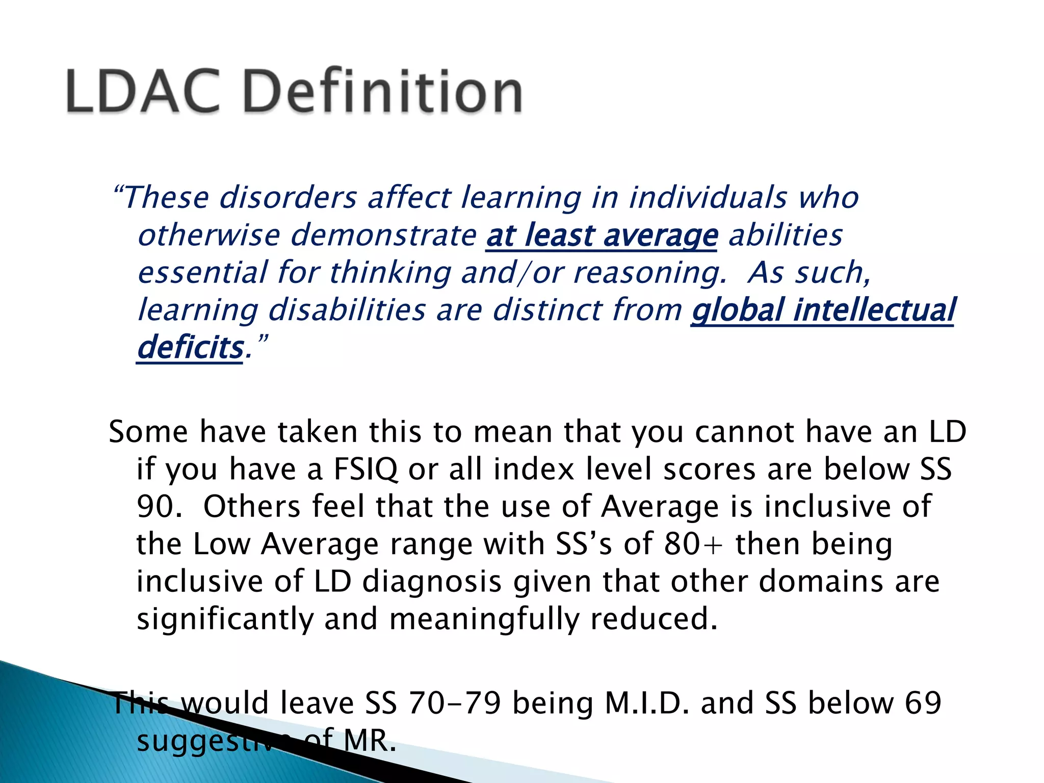 Learning Disabilities Defined | PPT