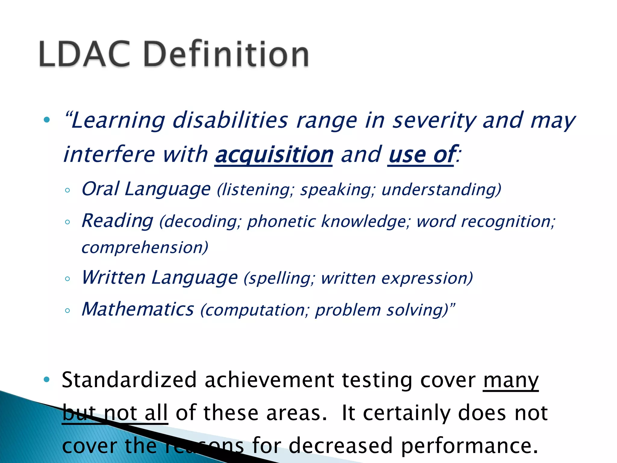 Learning Disabilities Defined | PPT | Free Download