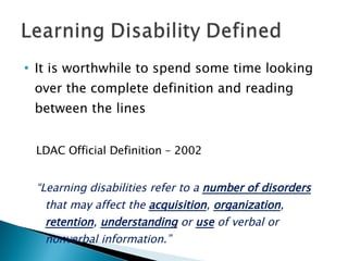 Learning Disabilities Defined | PPT | Free Download